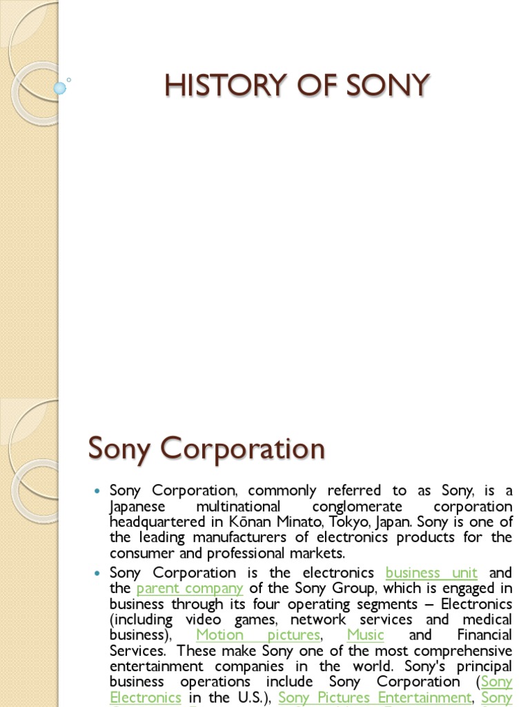 History of Sony | PDF | Sony | Play Station
