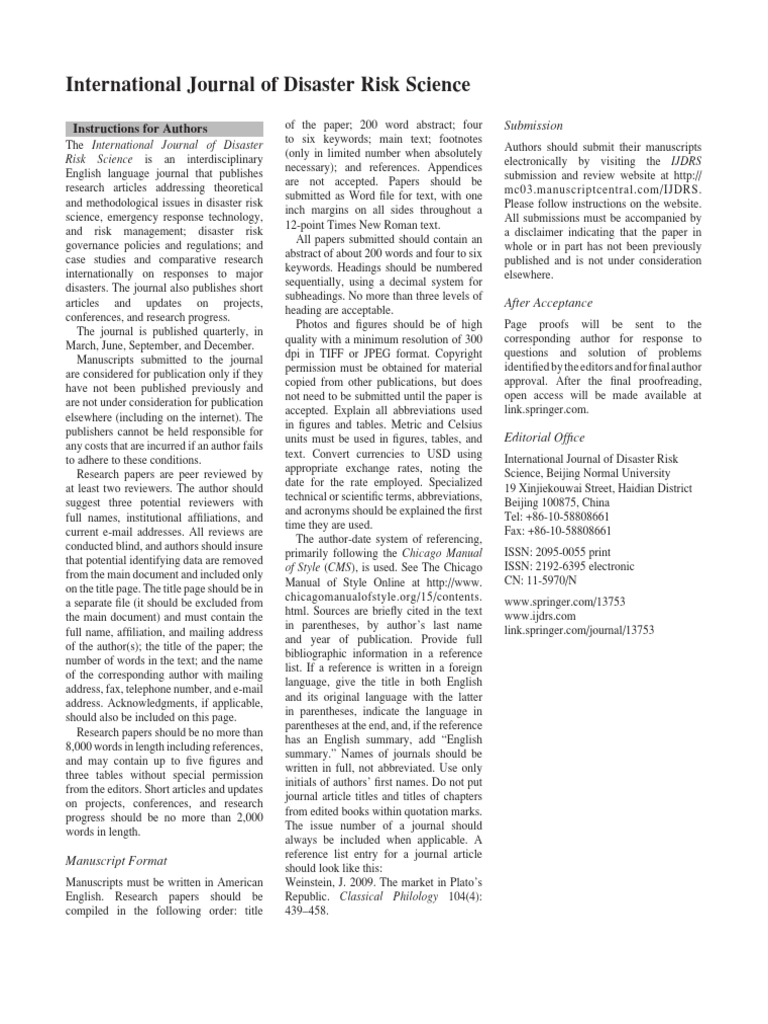 International Journal of Disaster Risk Science | PDF | Academic ...