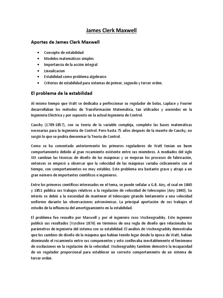 James Clerk Maxwell | PDF | James Clerk Maxwell | Ingeniería de control