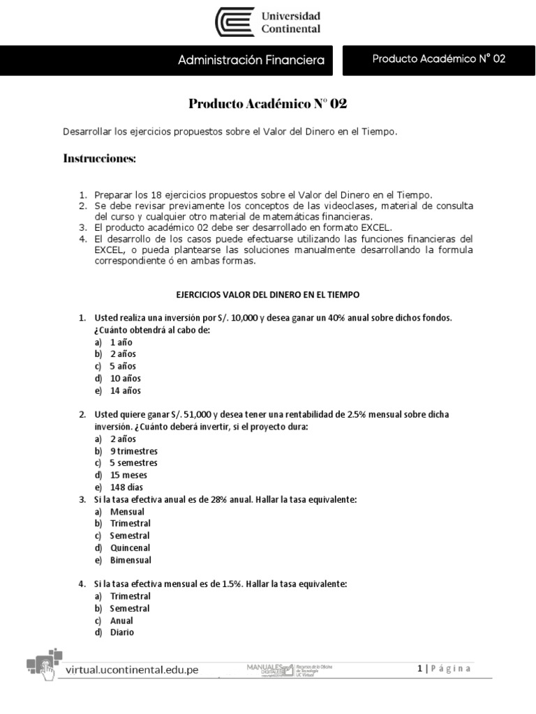 Producto Academico 02 | PDF | Finanzas Matemáticas | Interés