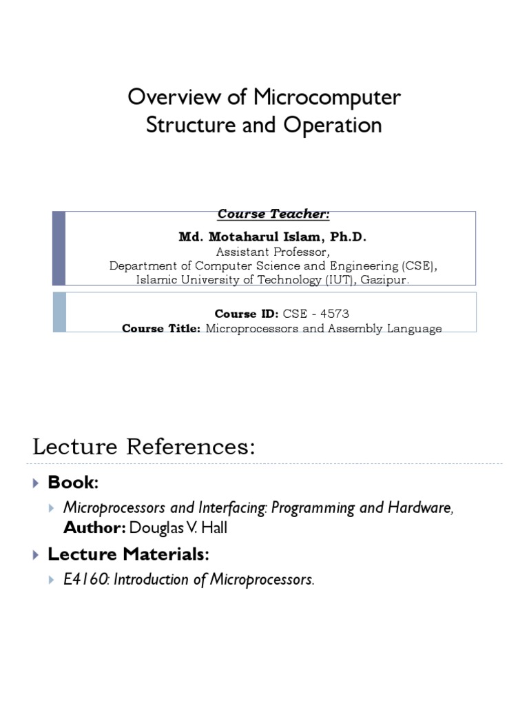 Lecture-2 (Overview of Microcomputer Structure and Operation) | PDF | Central Processing Unit ...