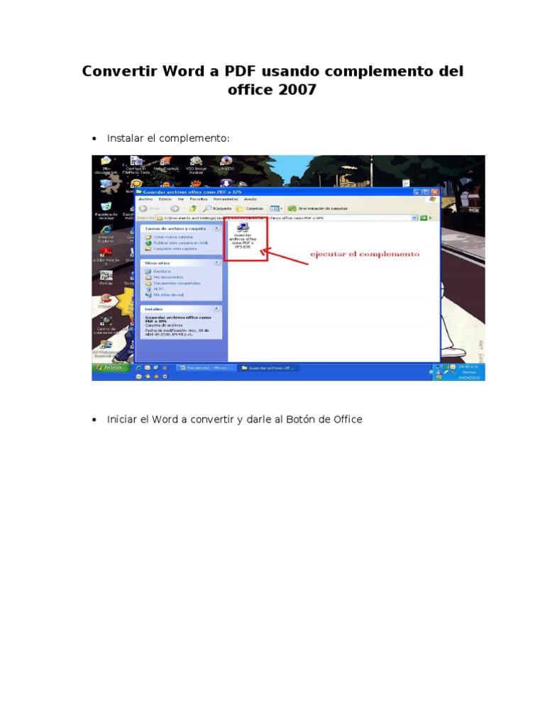 Convertir Word A PDF Usando Complemento Del Office 2007 | PDF