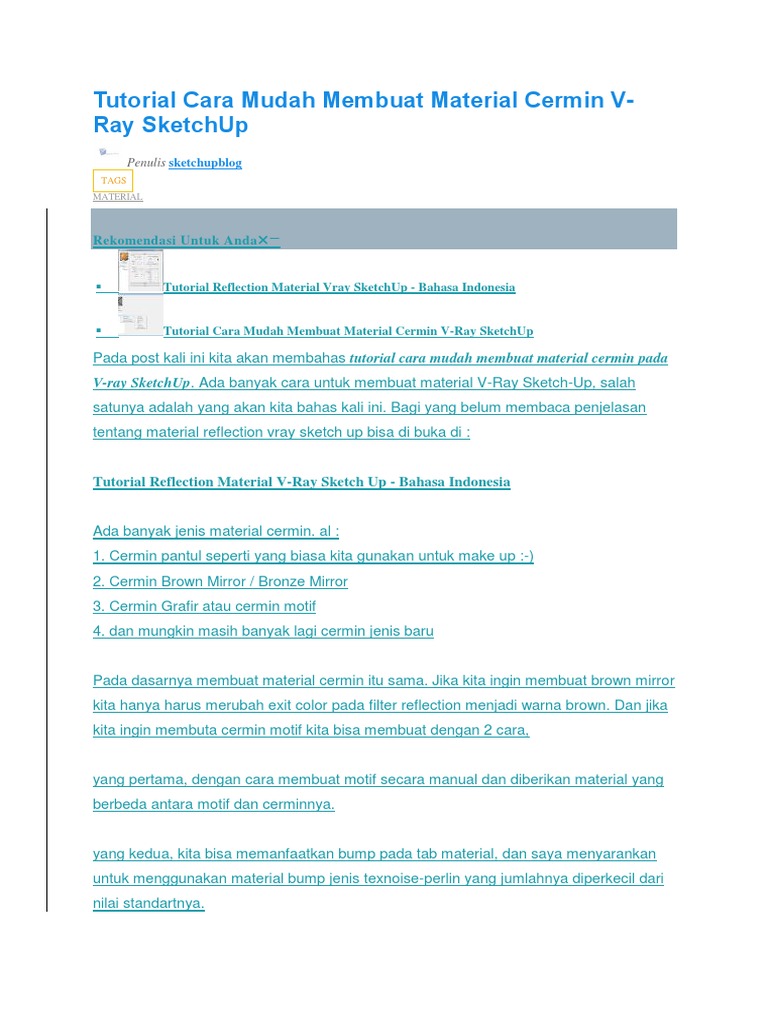Tutorial Cara Mudah Membuat Material Cermin V | PDF