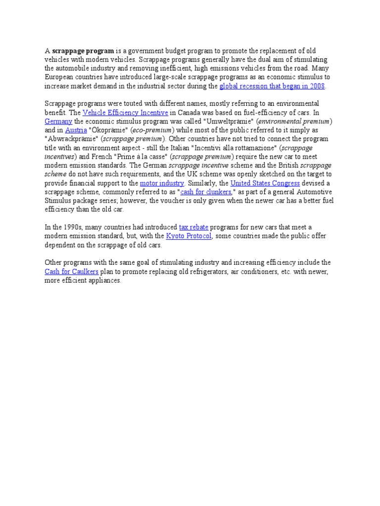 Global Scrappage Programs Overview | PDF