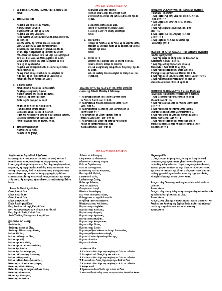 GUIDE Rosaryo Bisaya | PDF