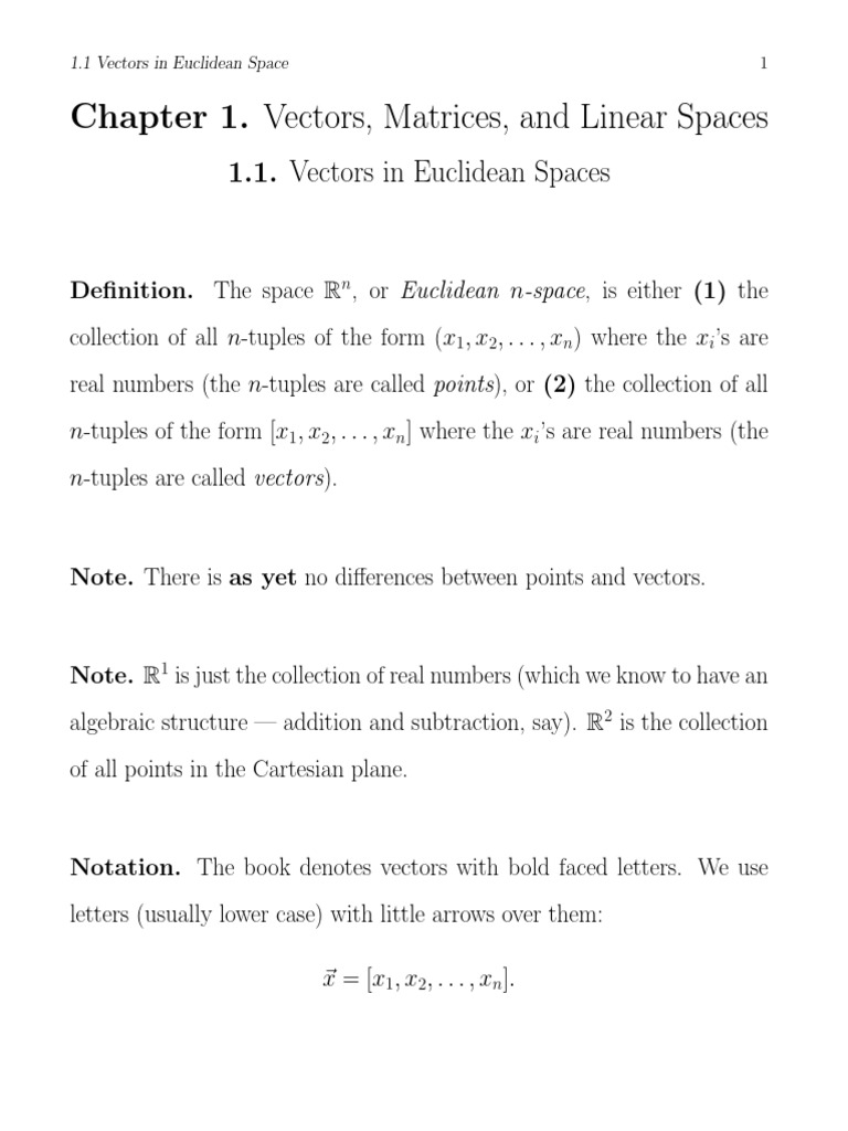 c1s1 - Vectors in Euclidean Spaces PDF | PDF | Vector Space | Scalar (Mathematics)