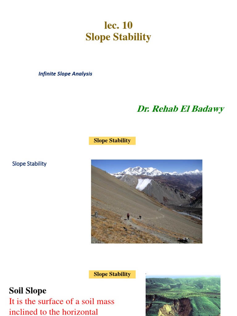 Analysis of Slope Stability Using Infinite Slope Theory | PDF ...