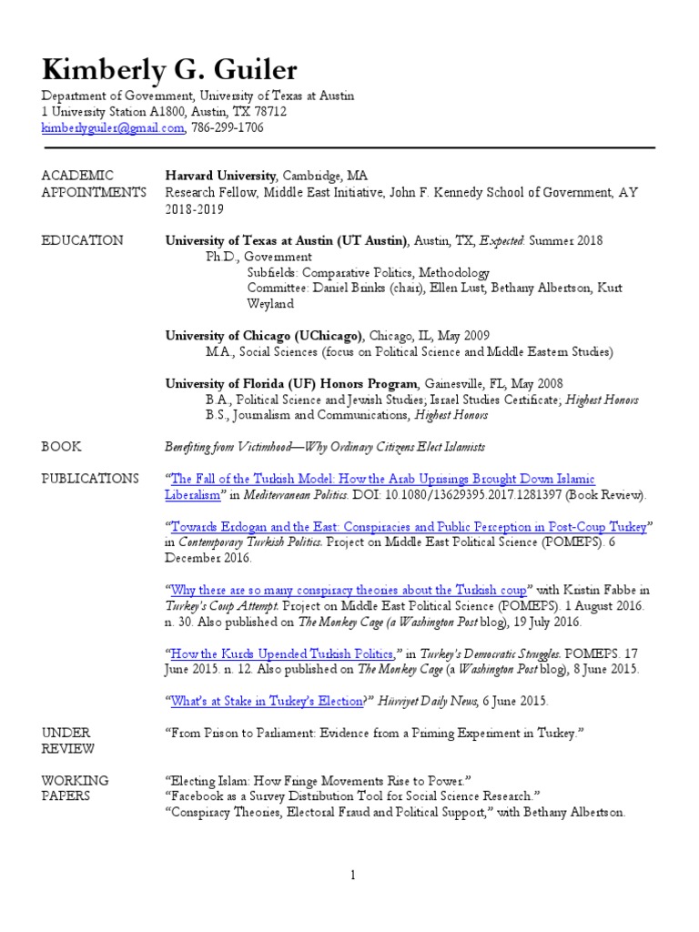 Kimberly G. Guiler Academic Profile | PDF | Turkey | Middle East