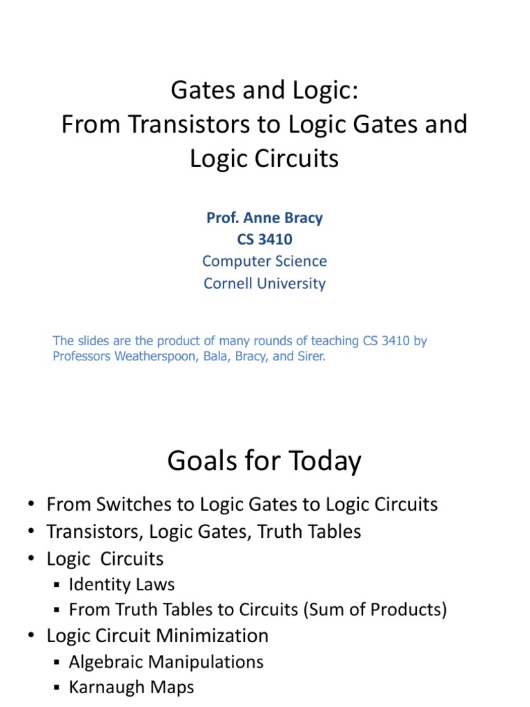 Gates and Logic: From Transistors To Logic Gates and Logic Circuits ...