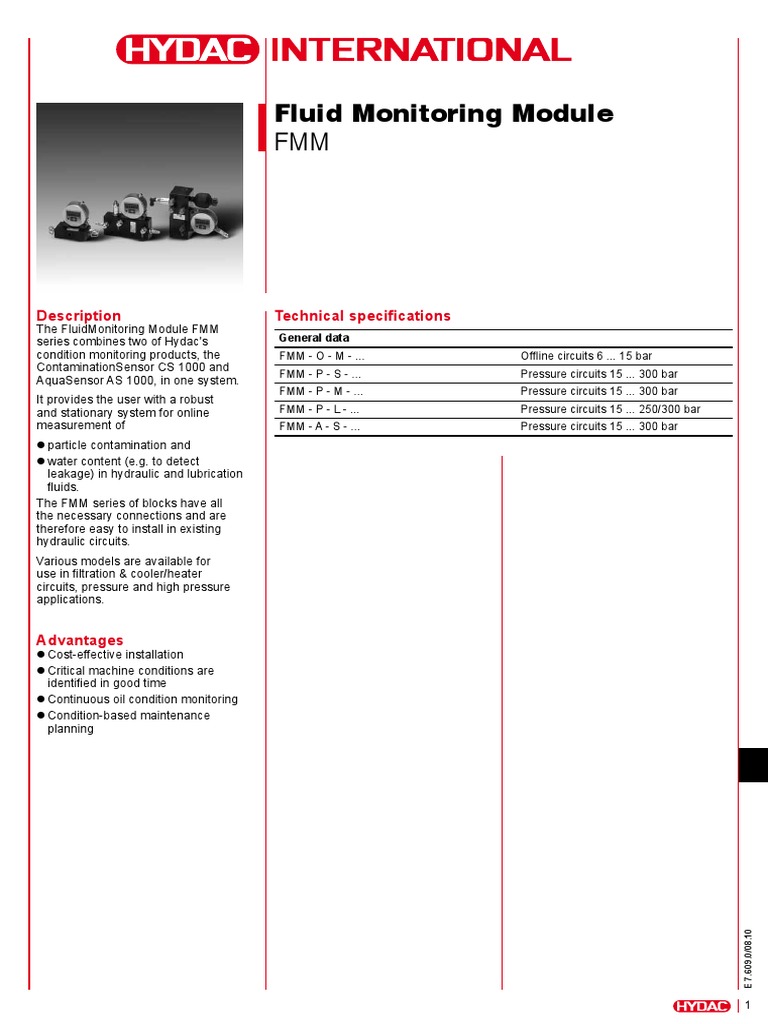 Fluid Monitoring Module FMM: Description Technical Specifications | Download Free PDF | Pressure ...