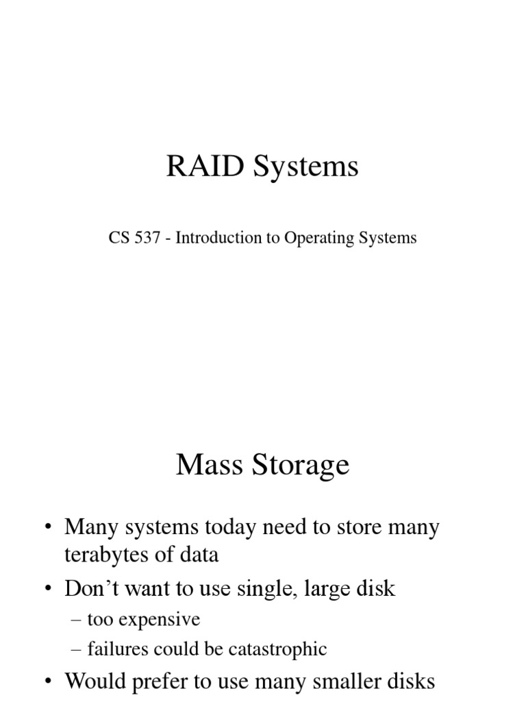 Raid Systems Cs 537 Introduction To Operating Systems Pdf Error Detection And Correction