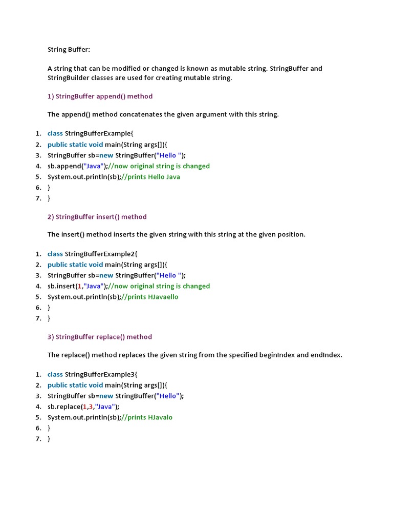 1) Stringbuffer Append Method: Class Public Static Void New | PDF | String (Computer Science ...
