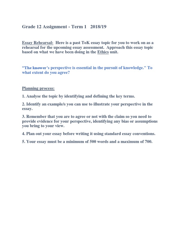 Grade 12 Assignment - Term 1 2018/19 | PDF