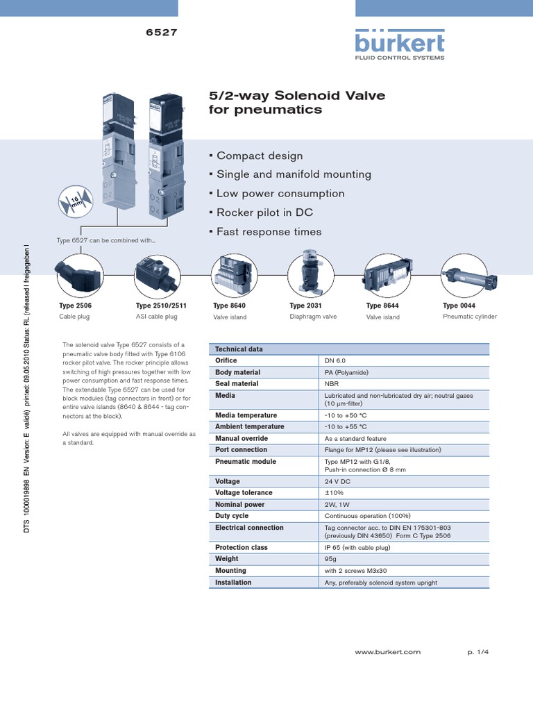 DS6527 Standard EU en Burkert | PDF | Valve | Electrical Connector