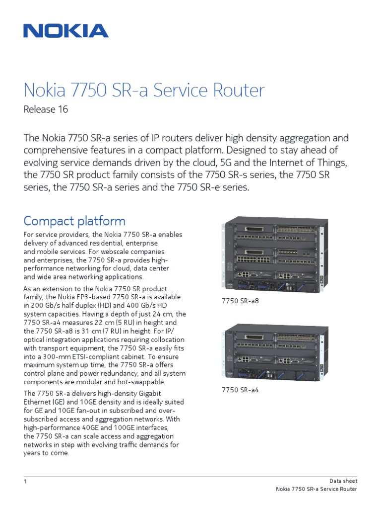Nokia 7750 SR-A Service Router Data Sheet En | Multiprotocol Label ...