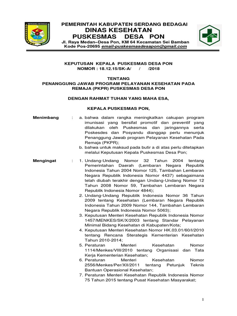 SK Pemegang PKPR | PDF