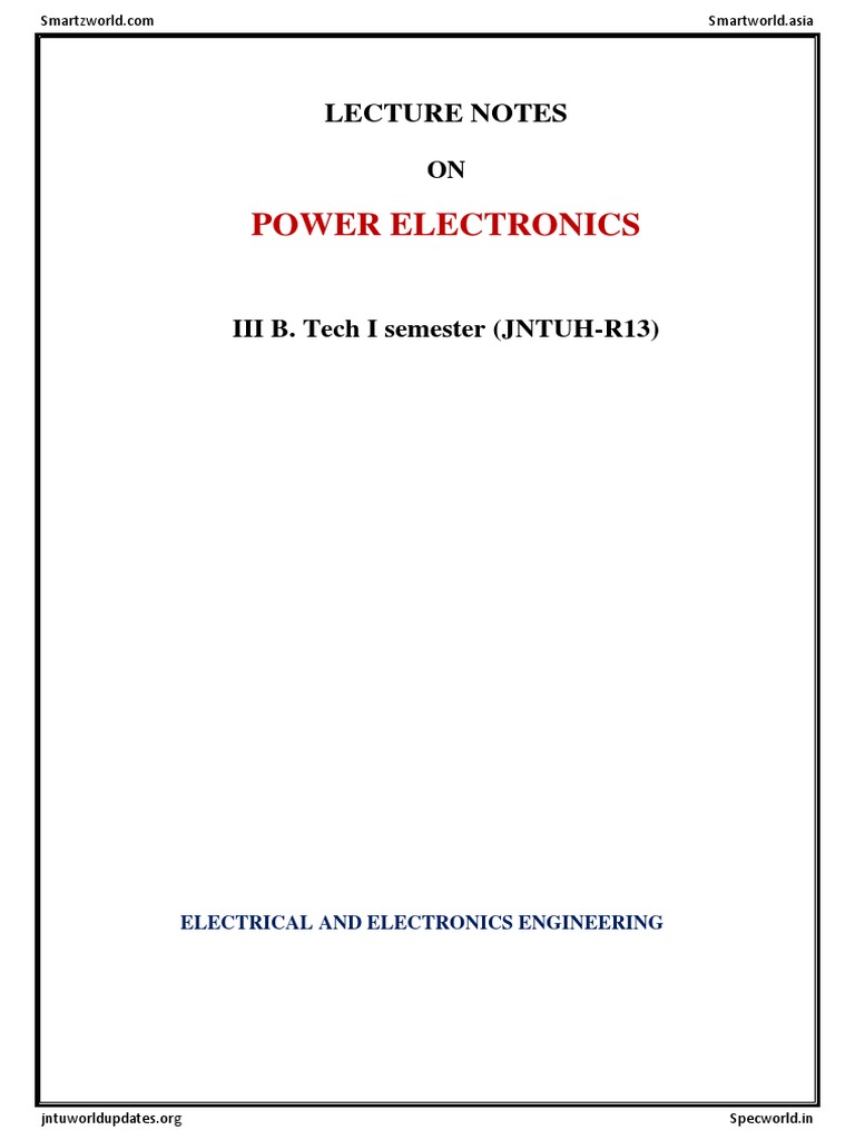 Power Electronics - Unit-1 PDF | PDF | Field Effect Transistor | Mosfet