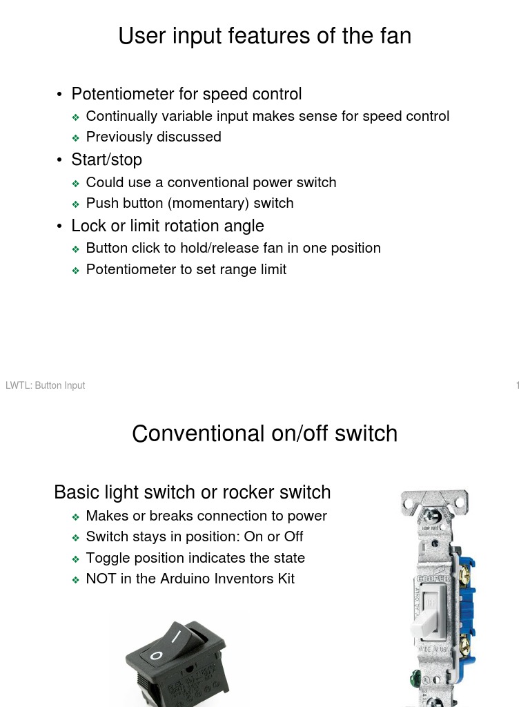 User Input Features of The Fan: - Potentiometer For Speed Control | PDF ...