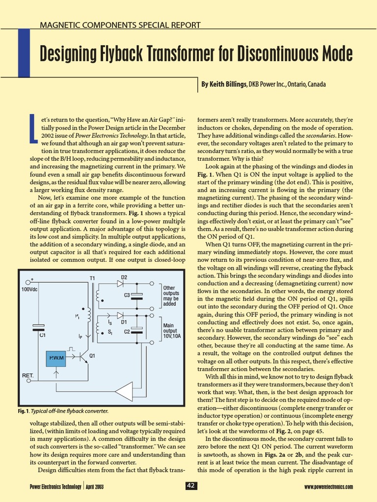 Designing Flyback Transformers PDF | PDF | Transformer | Inductance