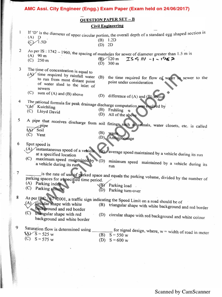AMC Assistant City Engineer Paper | PDF