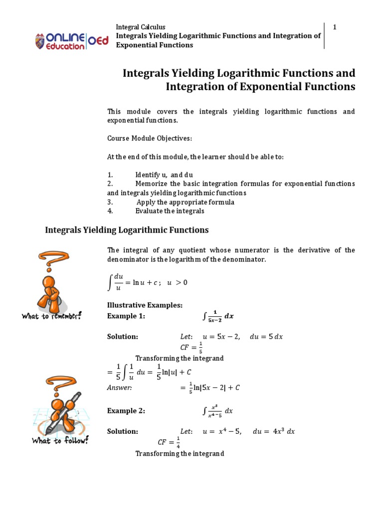 Integrals Yielding Logarithmic Functions and | PDF | Integral ...