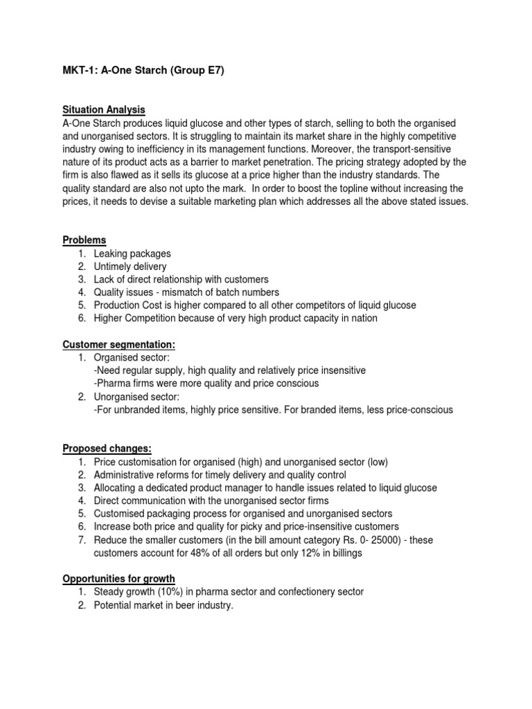 A One Starch (HBS Case) | PDF