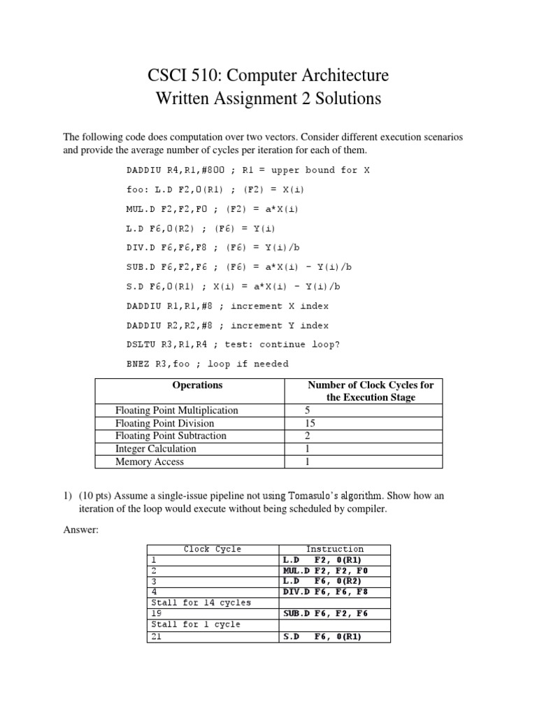CSCI 510: Computer Architecture Written Assignment 2 Solutions | PDF ...