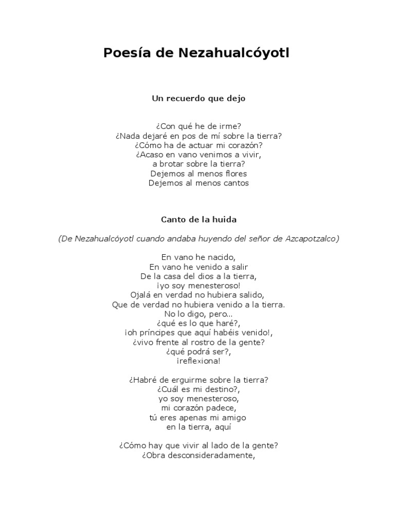 Poesia de Nezahualcoyotl