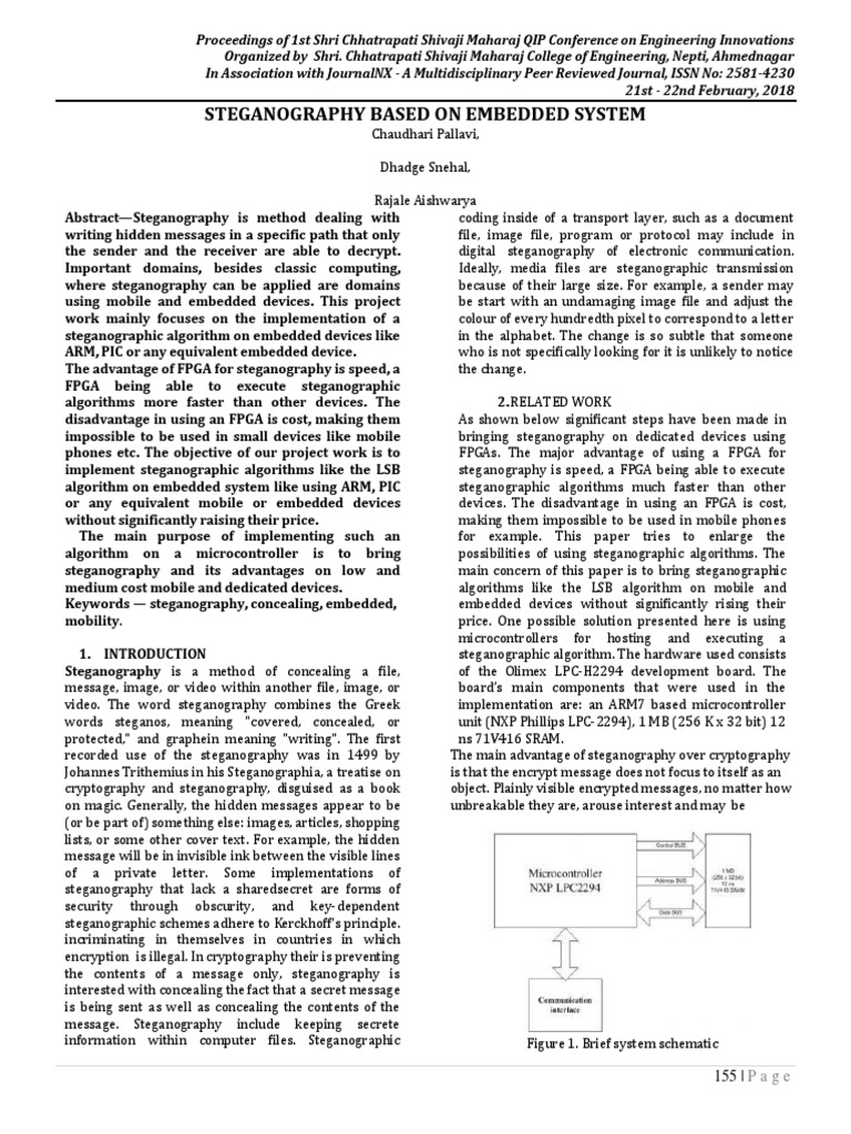 JournalNX - Stenography Embedded System | PDF | Electrical Engineering | Computer Architecture