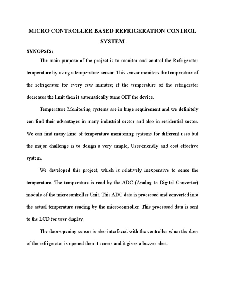 65.micro Controller Based Refrigeration Control System | PDF ...
