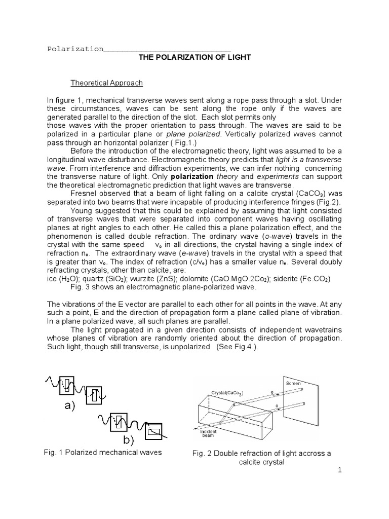 Polarization of The Light | PDF | Polarization (Waves) | Waves