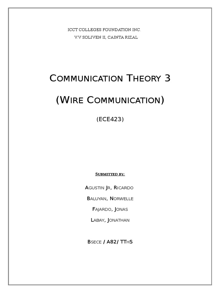 C T 3 (W C) : Ommunication Heory IRE Ommunication | PDF