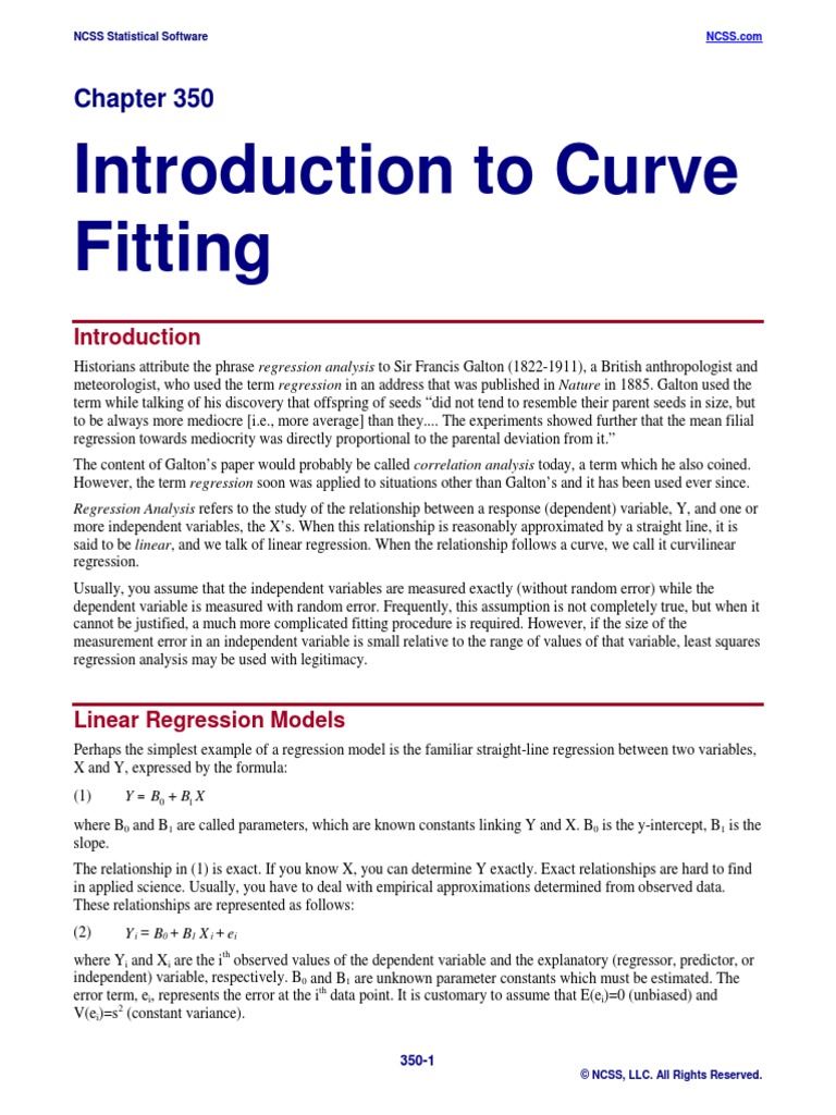 Introduction To Curve Fitting | PDF | Regression Analysis | Errors And Residuals