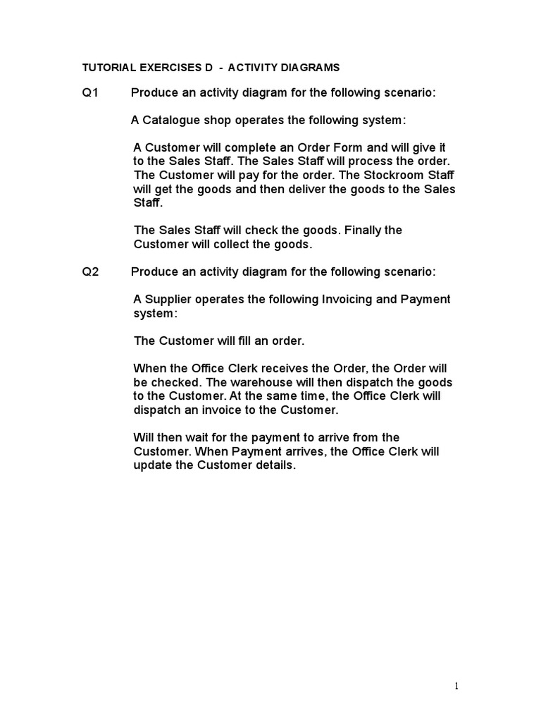 Activity Diagram Exercises | PDF