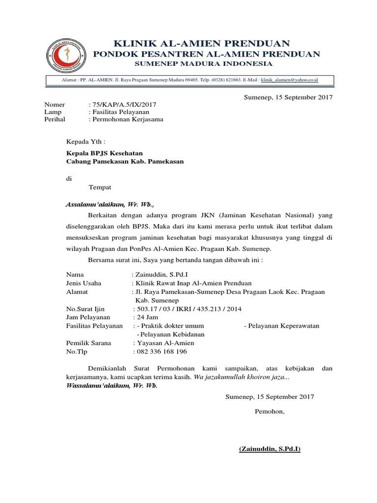 Surat Permohonan BPJS | PDF