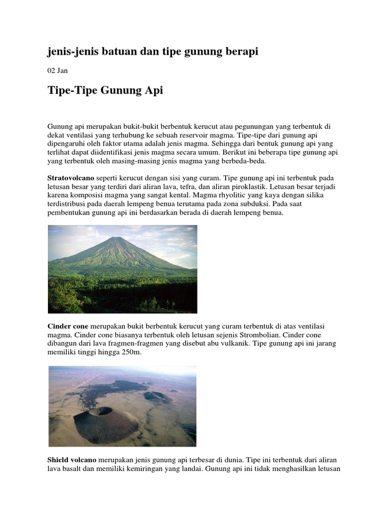 Tipe-Tipe Gunung Api dan Karakteristiknya | PDF