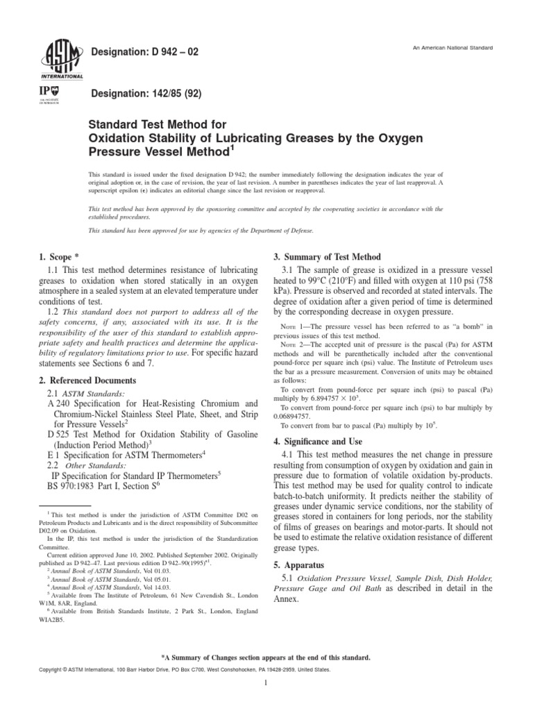 Astm D 942 PDF | PDF | Pressure | Oxygen