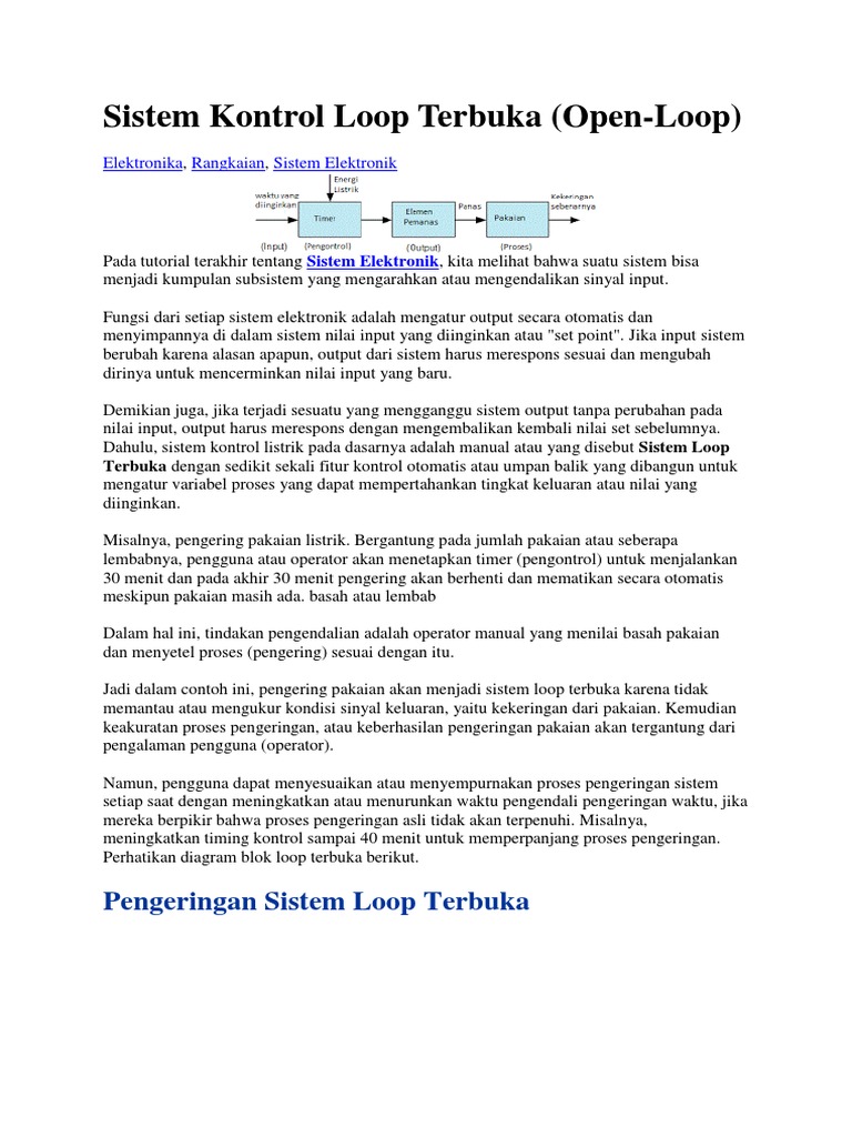 Sistem Kontrol Loop Terbuka | PDF
