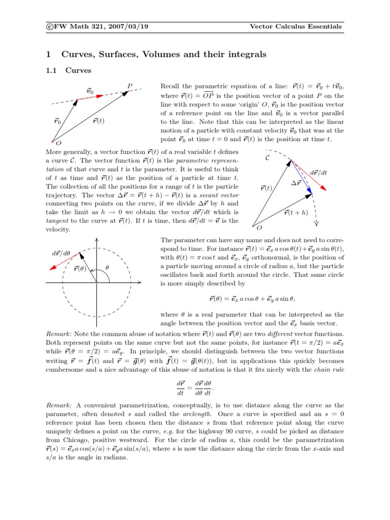 1 Curves, Surfaces, Volumes and Their Integrals | PDF | Coordinate ...