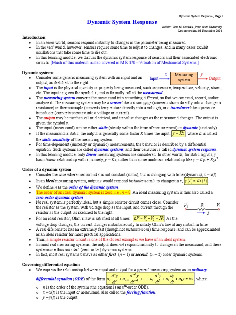 Dynamic Systems PDF | PDF | Ordinary Differential Equation | Low Pass ...