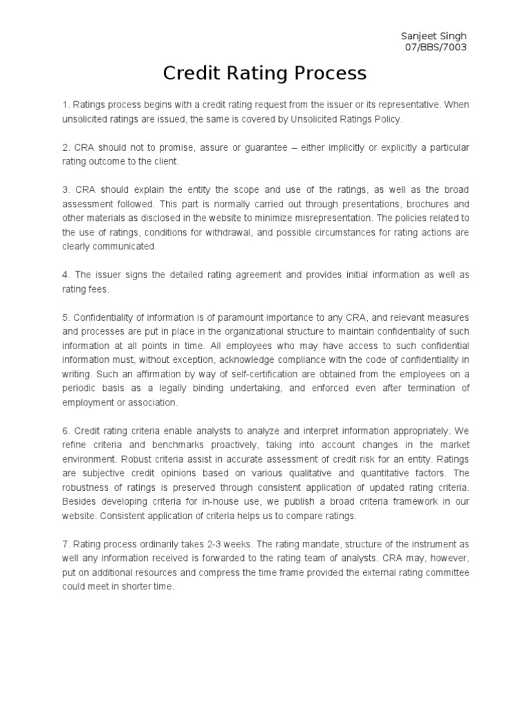Credit Rating Proces1 | PDF | Business | Economies