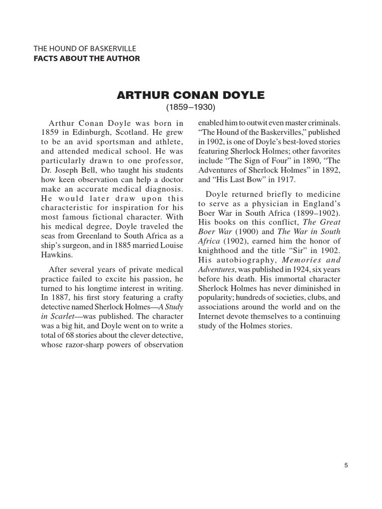 The Hound of The Baskervilles Study Guide | PDF | Sherlock Holmes | Dr. Watson