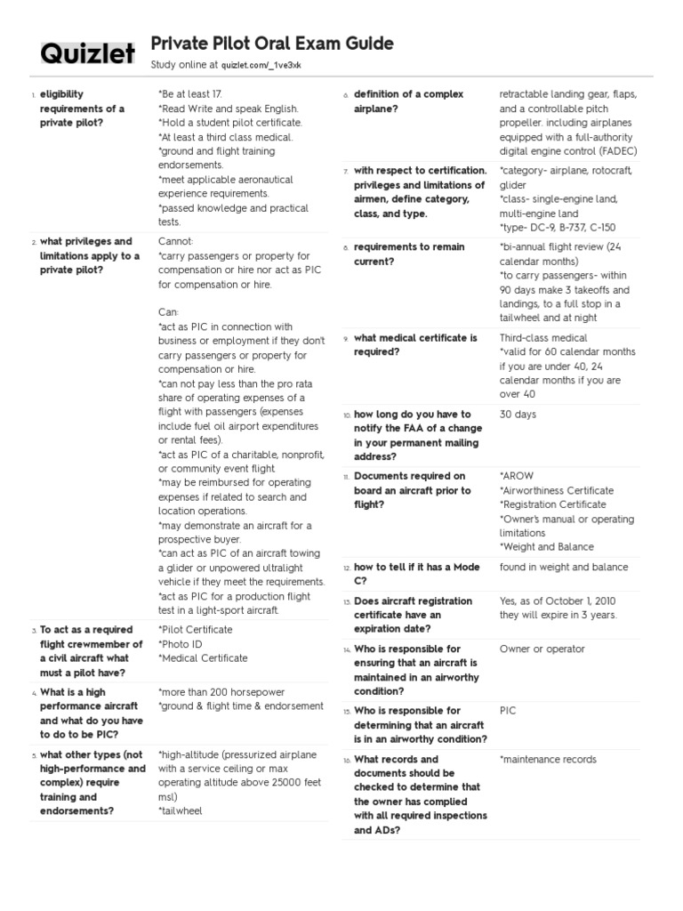 Private Pilot Oral Exam Guide | PDF | Cloud | Ice