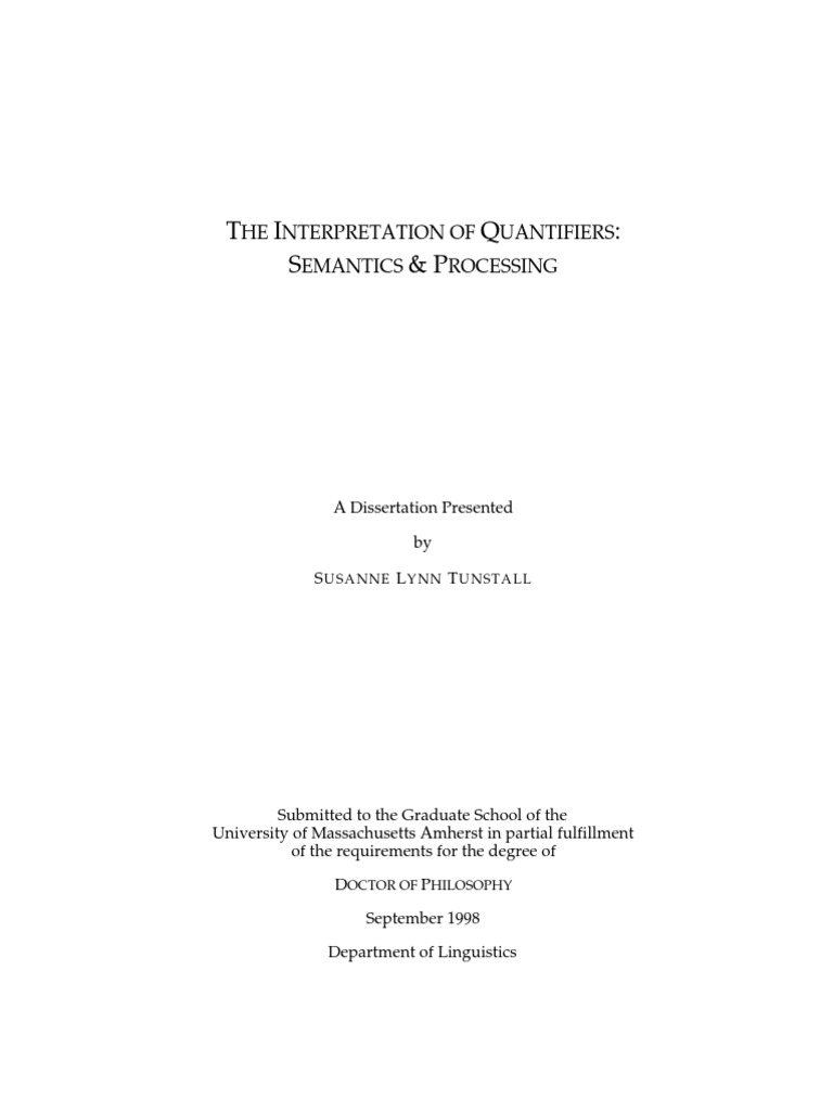 Tunstall, S. L. The Interpretation of Quantifiers - Semantics and Processing | PDF | Phrase ...