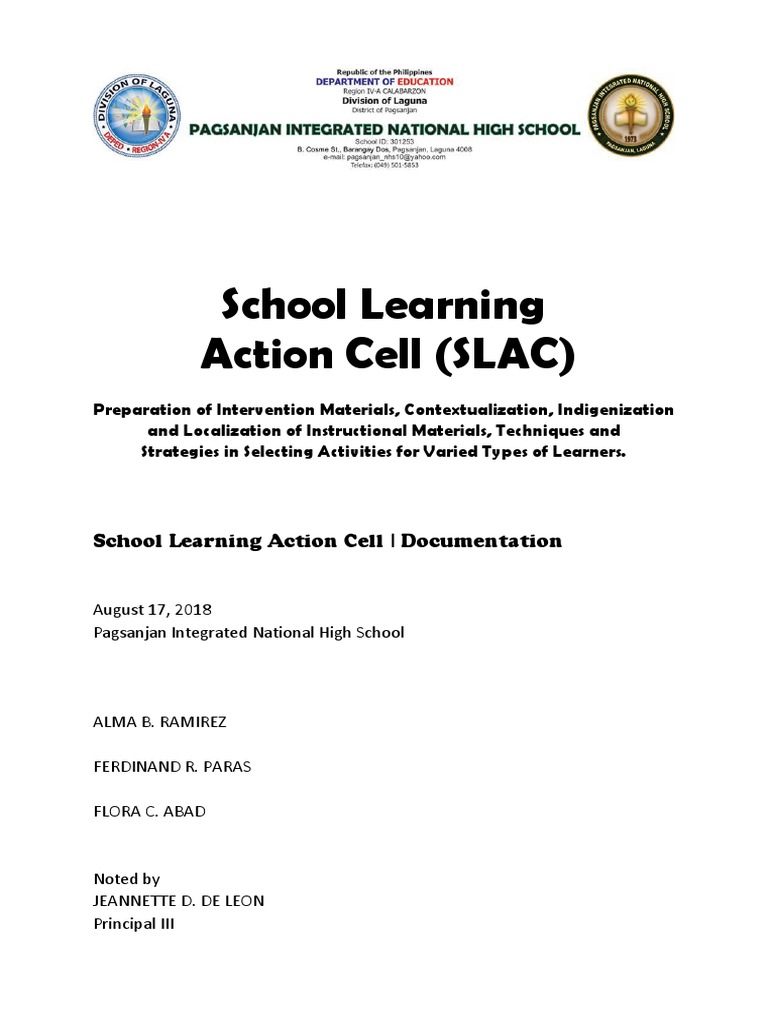 School Learning Action Cell | PDF | Pedagogy | Teachers