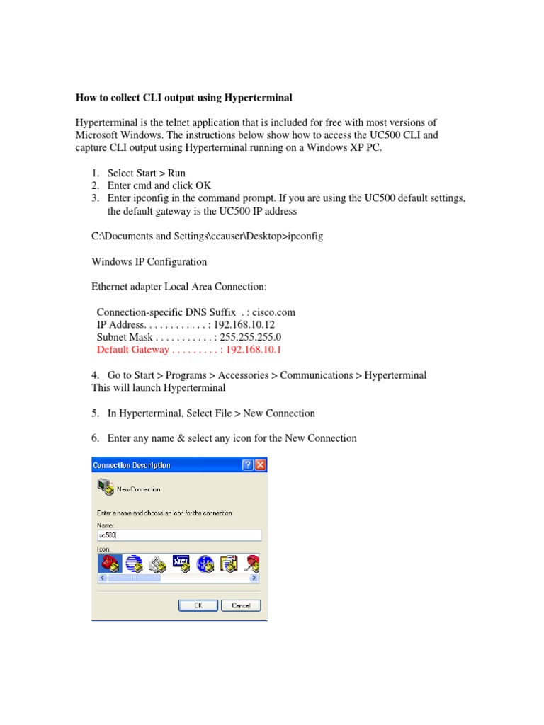 Capture CLI Output with Hyperterminal | PDF