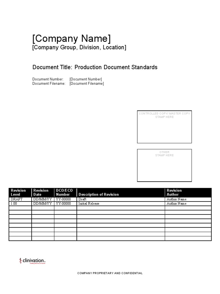 Production Document Standards | Document | Specification (Technical ...