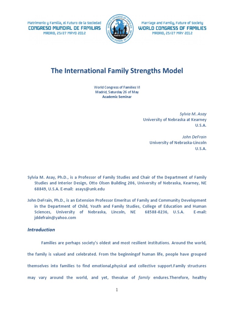 International Family Strengths Model | PDF | Family | Community