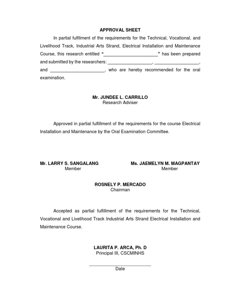Approval Sheet for Course Requirements | PDF | Academia
