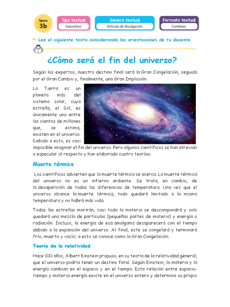 COMPRENSIÓN LECTORA 2 | PDF | Big Bang | Universo